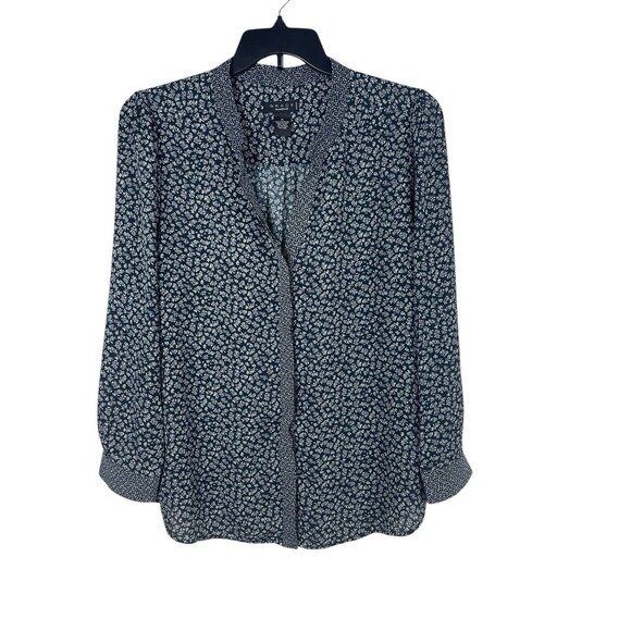 Grace | Tops | Grace The Perfect Fit X Navy Floral Print Button Up ...